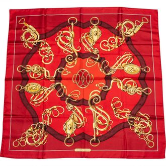Herm&egrave;s T&uuml;cher & Schals - Hermes Classic Lift Profile Silk Carre 90 Scarf - Gr. unisize - in Rot - f&uuml;r Damen