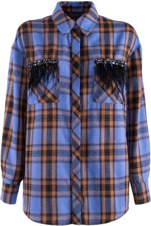 Nenette Chemise &agrave; carreaux avec perles et plumes - Femme - Blouses et Chemises - Multicolore - Taille: 40 FR