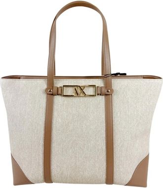 A|X Armani Exchange Femme, Sacs, Beige, Taille: ONE Size Polly Denim Shopper