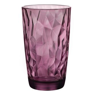 Bormioli Rocco 350270 Diamond Rock Purple Longdrinkglas, 470 ml, Glas, lila, 6 Stück