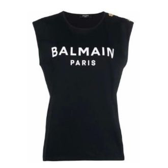 Balmain Femme, Tops, Noir, Taille: 34 FR D&eacute;bardeur &agrave; logo et col rond