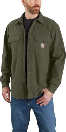 Carhartt Work in Progress Mens Rugged Flex Relaxed Fit Canvas Fleece-Lined Shirt Jac, Basil, XX-Large