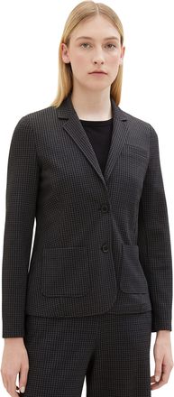 Tom Tailor Damen 1038801 Blazer mit Karomuster, 33237-grey Black Tiny ck Check, 44
