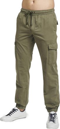 The People Rep. Herren Moderne Cargohose/Stoffhose mit seitlichen Taschen und Gummizug am Saum, Militarygr&uuml;n, Gr. XXL (54)