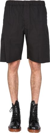 Alexander McQueen 100% Cotton Gabardine Bermuda Shorts - Black