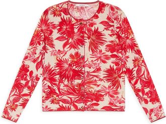 Maliparmi Maliparmi, Femme, Pulls, Rouge, Taille: 40 FR Cotton Printed Cardigan