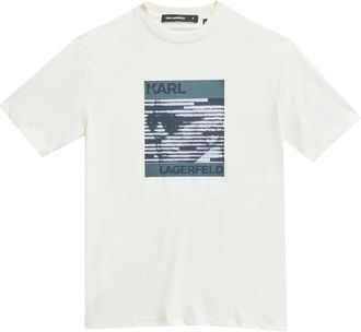 Karl Lagerfeld Homme, Tops, Blanc, Taille: 2XL Karl Pixel Face T-shirt