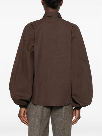 Closed Organic Cotton Balloon Sleeve Shirt - Brown
