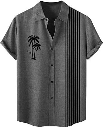 Generic Chemise hawa&iuml;enne funky tendance &agrave; manches courtes pour homme, motif palmier, vacances tropicales, &eacute;t&eacute;, palmier, chemise hawa&iuml;enne d&eacute;contract&eacute;e, chemi