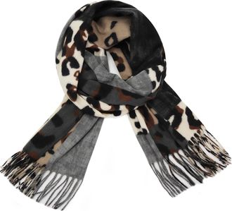 Glamexx24 Damen XXL Schal Kuscheliger warmer Leoparden Muster 3 farbiger Fransen Poncho Schal Oversized Deckenschal