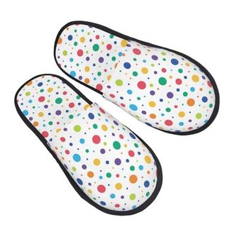 Generic Pantoufles En Coton Imprim&eacute; &Agrave; Pois Color&eacute;s Chaud Pantoufles DH&ocirc;tel R&eacute;utilisables Chaussons DInt&eacute;rieur Pour Homme Camping Voyage M