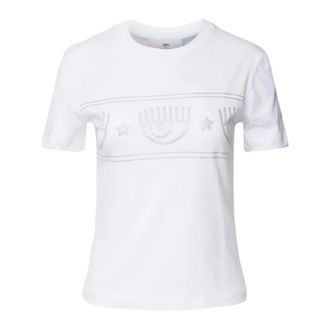 Chiara Ferragni Wei&szlig;es T-Shirt mit kurzen &Auml;rmeln 74Cbhg02Cjg01003 - - Tops - Damen - Wei&szlig; - S