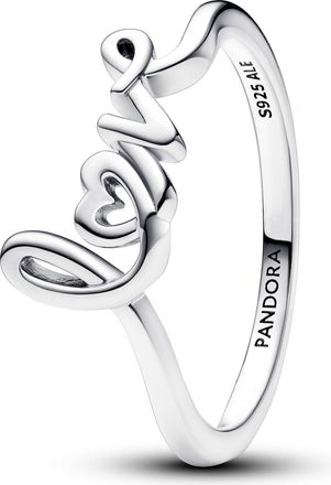 Pandora Moments Handgeschriebenes Love Ring aus Sterling Silber Moments Collection, Größe 58, 193058C00-58