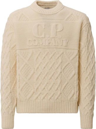 C.P. Company C.p. Company, Homme, Pulls, Blanc, Taille: XL Maglione Girocollo in Lana Shetland