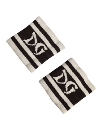 Dolce & Gabbana Mens Black White Dg Logo Cotton 1 Pair Wristband And Co+pa Accessory
