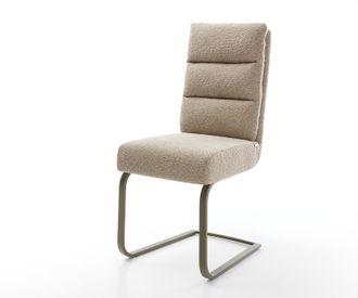 DELIFE Freischwinger Pela-Flex Boucl&eacute; Schlamm Freischwinger flach Effektfinish Titan Taschenfederkern, Esszimmerst&uuml;hle