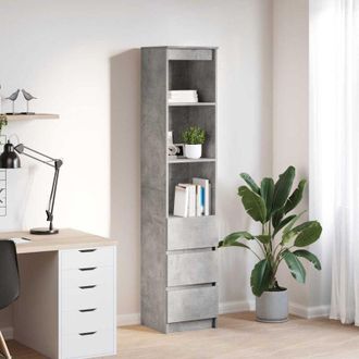 vidaXL Buffet haut gris b&eacute;ton 37,5x35x180 cm bois ding&eacute;nierie Vidaxl