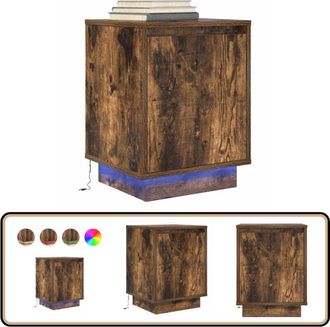 vidaXL Nachttisch mit LED-Leuchten R&auml;uchereiche 38x34x50 cm - Vidaxl