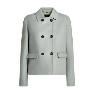 Kiton Femme, Manteaux, Bleu, Taille: 42 FR Pure Cashmere Double-Breasted Overcoat
