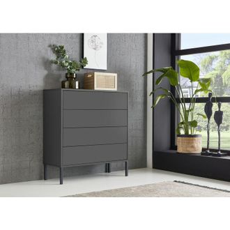 BMG M&ouml;bel BMG M&ouml;bel Kommode Mailand 3, grifflos, Metallf&uuml;&szlig;e, Anthrazit