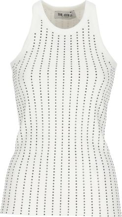 The Attico Femme, Tops, Blanc, Taille: 34 FR Haut en coton orn&eacute; de cristaux