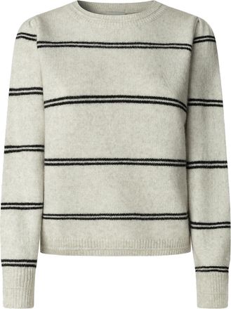Pepe Jeans London Damen Carmela Stripe Strickwaren, Beige (Dark Ecru White), S