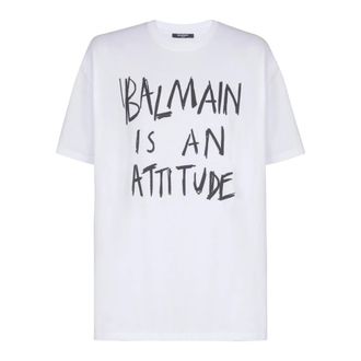 Balmain Bedrucktes T-Shirt - - Tops - Herren - Wei&szlig; - M