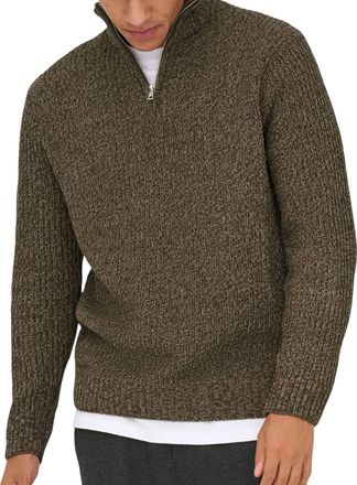 Only & Sons Herren Onsjoin Reg Ls High Neck Knit Camp, Walnut, Large