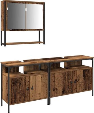 vidaXL Vidaxl - Ensemble de mobilier de salle de bain avec porte 3 pcs Marron