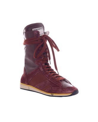 Patrizia Pepe Calfskin and Suede High-Top Sneakers - Brown