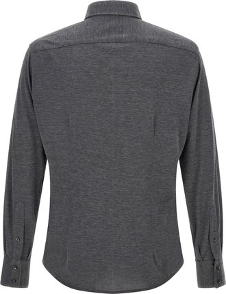 Brunello Cucinelli Silk-Cotton Jersey Shirt - Gray