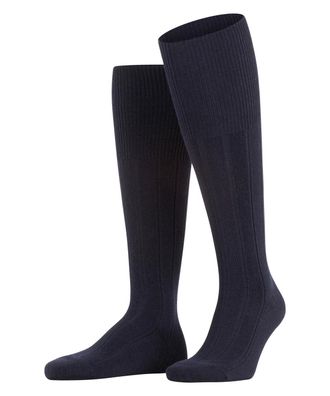 Falke Herren Kniestr&uuml;mpfe Lhasa Rib M Kh Wolle Kaschmir lang einfarbig 1 Paar, Blau Dark Navy 6375, 43-46