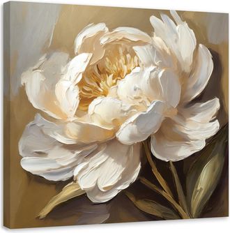 Feeby Vlies - Leinwand Bilder - Pfingstrose Vintage - 50x50 cm - Deko Wohnzimmer - Wandbilder Schlafzimmer - Deko Aesthetic - Wand Deko - Leinwand Groß - De