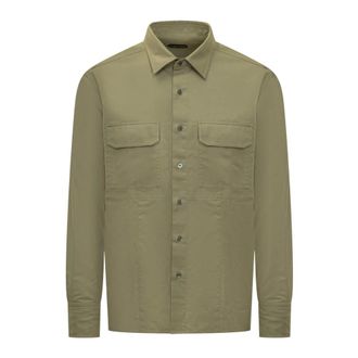 Tom Ford Homme, Chemises, Vert, Taille: 4XL Cotton Twill Military Shirt