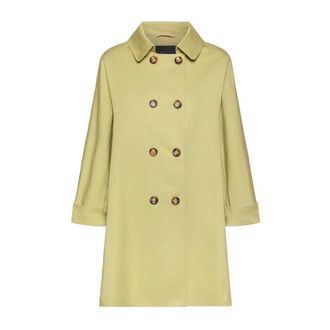 Elena Miro Femme, Manteaux, Vert, Taille: 44 FR Trench-coat crois&eacute; en gabardine