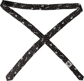 Dolce & Gabbana Mens Black Guitar Print Silk Adjustable Tie