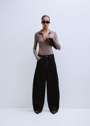 Mango Balloon-Jeans mit mittlerer Bundh&ouml;he schwarz - Damen - 32 - MANGO