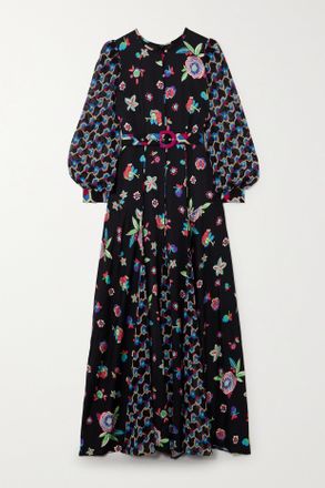 Diane Von F&uuml;rstenberg Elliot Maxikleid Aus Satin Und Chiffon Aus Einer Lenzing Viskosemischung Mit Bindeg&uuml;rtel Und Print - Lila