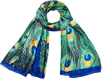 Heekpek Foulard Femme Foulards en Soie de M&ucirc;rier Soie Foulard Imprim&eacute; Echarpe Foulard Leopard Wraps Satin Joli Fleur Ch&acirc;le Long