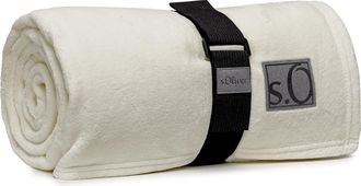 s.Oliver Kuschelsoft Decke 150x200 cm - flauschig, warm & waschbar, Kuscheldecke weiß Uni