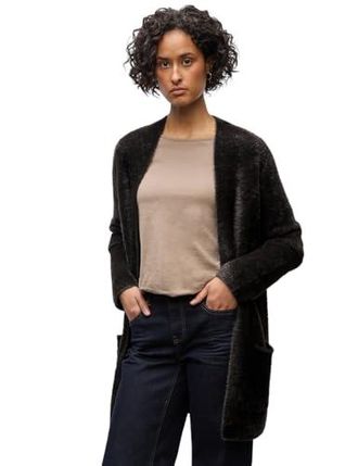 Street One 2515401 Cardigan Long en Fil à Plumes, Marron Ultra Profond, 42 Femme