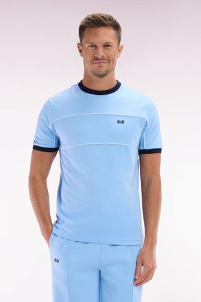 Eden Park T-shirt En Jersey De Coton Ciel &Agrave; D&eacute;tails Contrast&eacute;s Coupe Droite