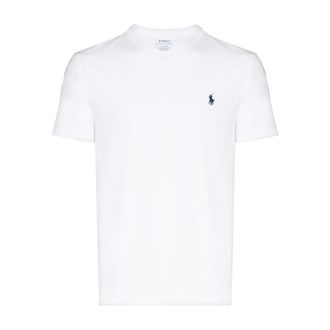 Polo Ralph Lauren Homme, Tops, Blanc, Taille: XL T-shirt &agrave; Col Rond Brod&eacute;