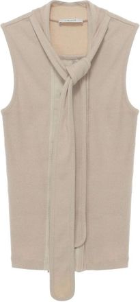 Christophe Lemaire Femme, Tops, Beige, Taille: 40 FR Haut Beige sans Manches &agrave; Boutonnage Double et Col &agrave;