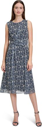 Betty & Co Damen Chiffonkleid ohne Arm 46, Nature/Dark Blue