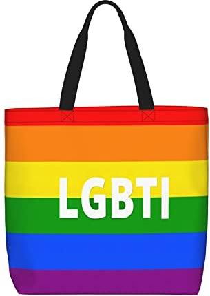 Generic Sac Fourre-Tout Drapeau Arc-En-Ciel Lgbt Sac &Agrave; Provisions Avec Poign&eacute;es Pliable Sacs &Agrave; Main, Pour &Eacute;cole, Filles, Femmes, Voyage