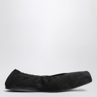 Alaia Bimaterial-Ballerina mit eckiger Spitze in Braun