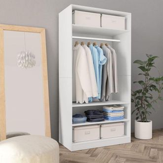 vidaXL Vidaxl - Garde-robe enfant blanche 100 x 50 x 200 cm - Bois ding&eacute;nierie durable - 3 compartiments - Rangement &eacute;l&eacute;gant pour v&ecirc;tements
