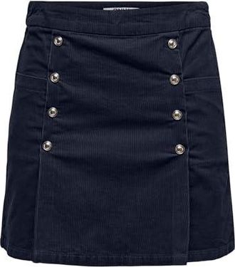 Only Onlnessa Hw But Pleat Jupe en Velours côtelé PNT, Bleu Nuit, S
