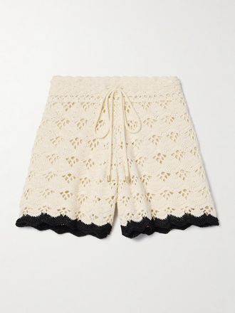 Zimmermann Short En Coton Crocheté Rhiannon - Crème
